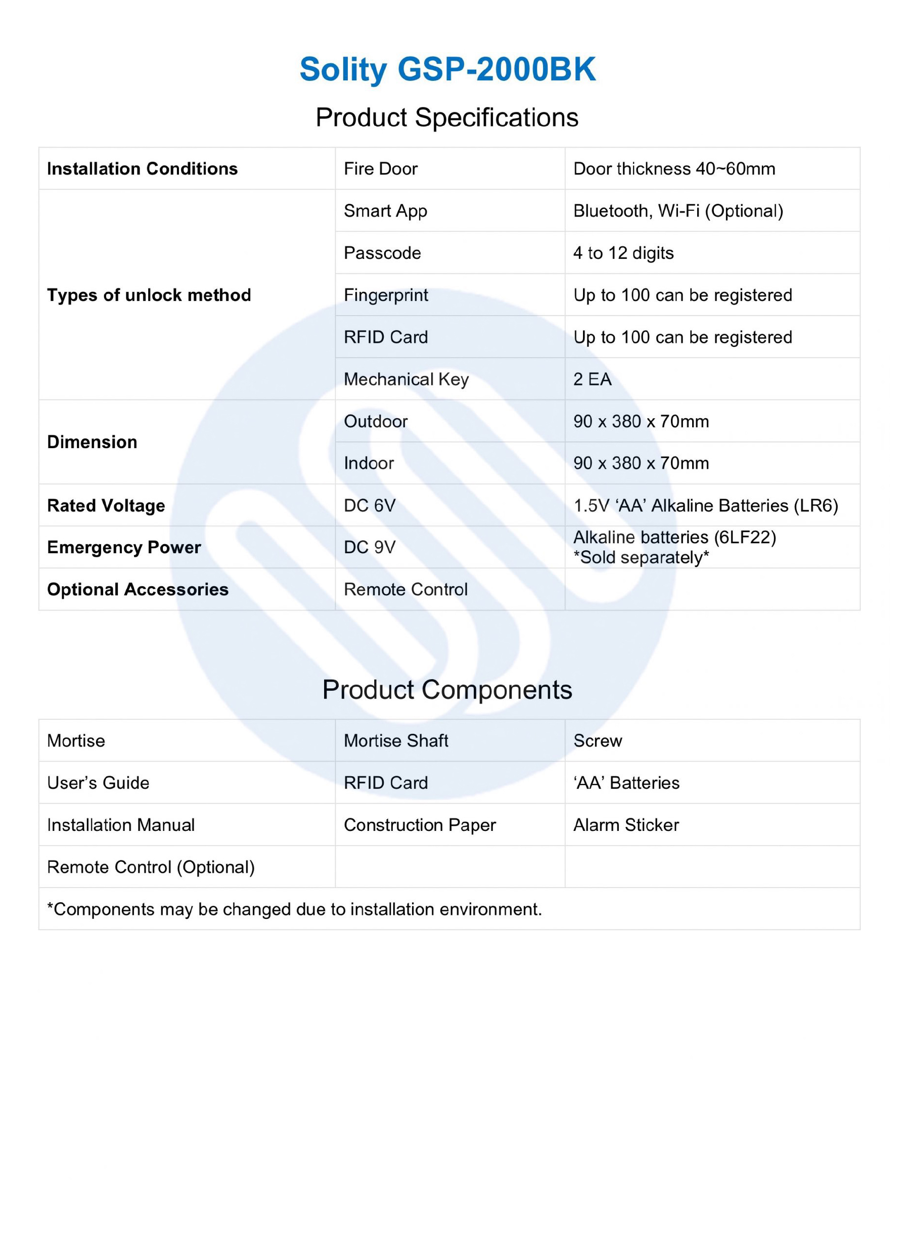 Solity GSP-2000BK Digital Door Lock – Smart Home